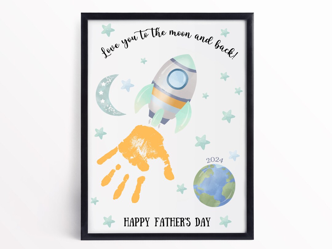 Printable Father's Day Rocket Handprint Art Craft, Toddler Baby ...