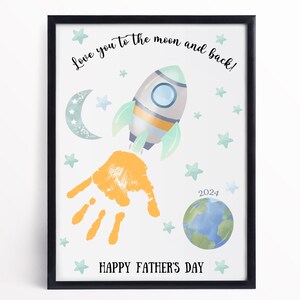 Printable Father's Day Rocket Handprint Art Craft, Toddler Baby ...