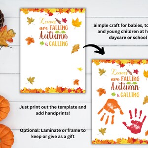 Fall Handprint Craft, Printable Handprint Art, Leaves Are Falling ...