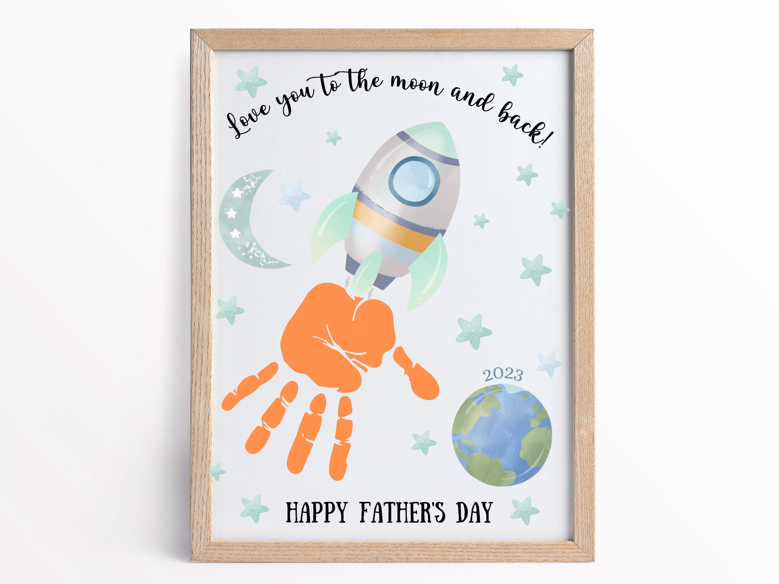 Printable Father's Day Rocket Handprint Art Craft, Toddler Baby ...