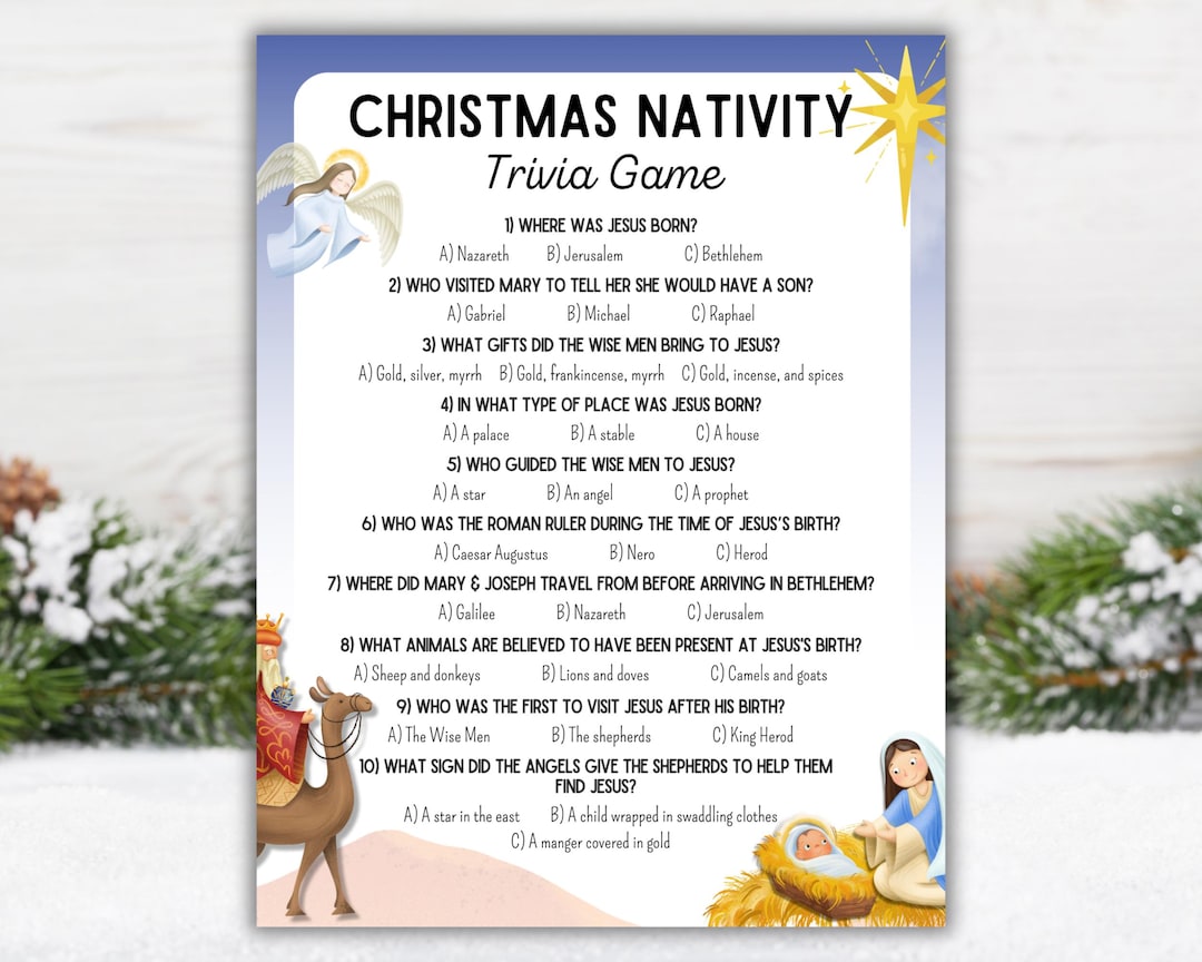 Nativity Story Bible Trivia Questions for Kids, Printable Trivia Game ...