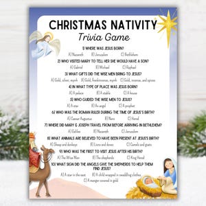 Nativity Story Bible Trivia Questions for Kids, Printable Trivia Game ...