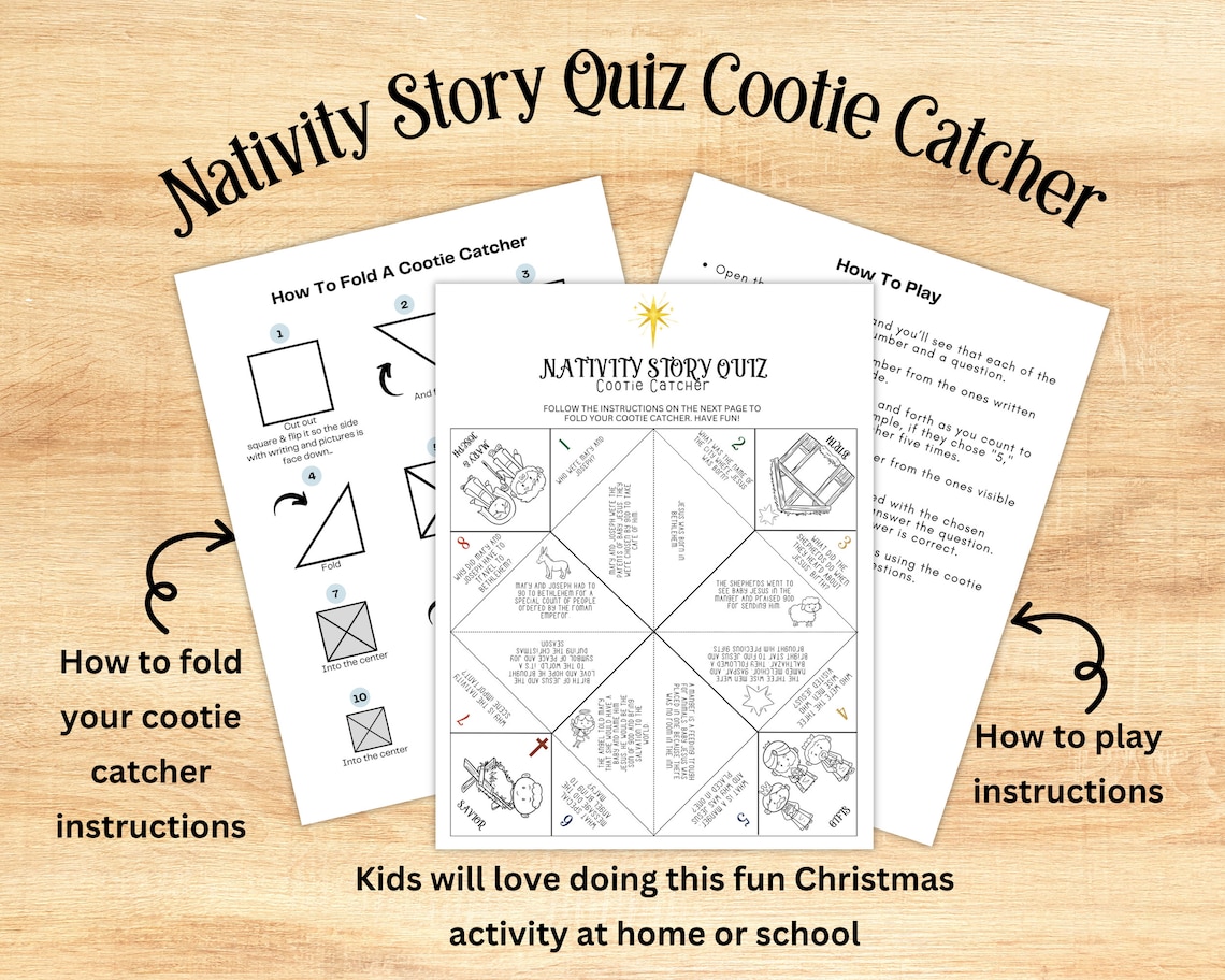 Nativity Story Printable, Nativity Activity, Christmas Cootie Catcher ...