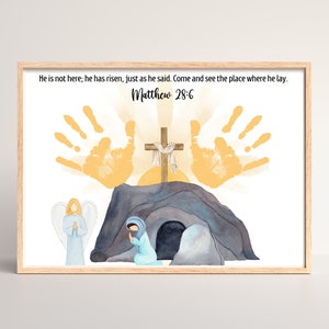 Jesus is Risen Easter Sunday Handprint Art Craft, Resurrection Craft ...