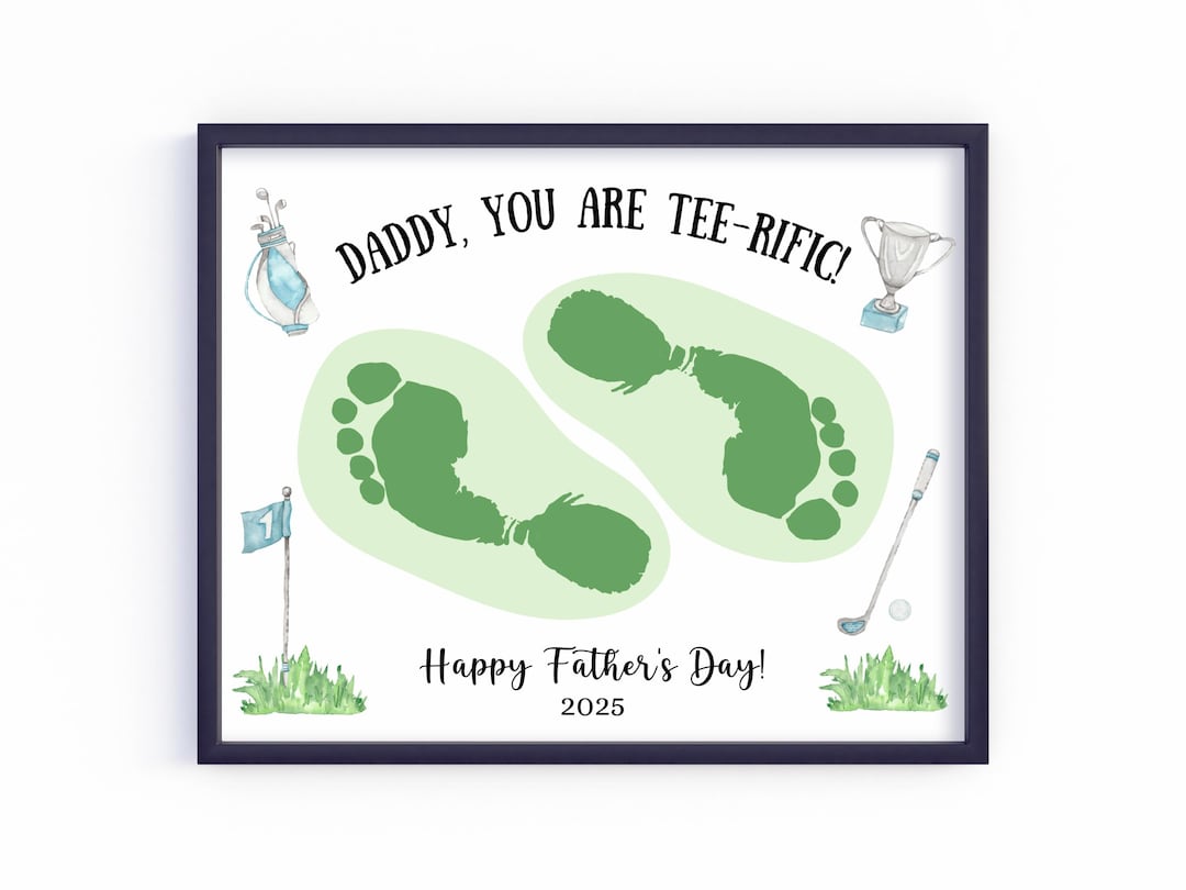 Father's Day Golf Handprint Footprint Art, Printable Craft, Father's ...