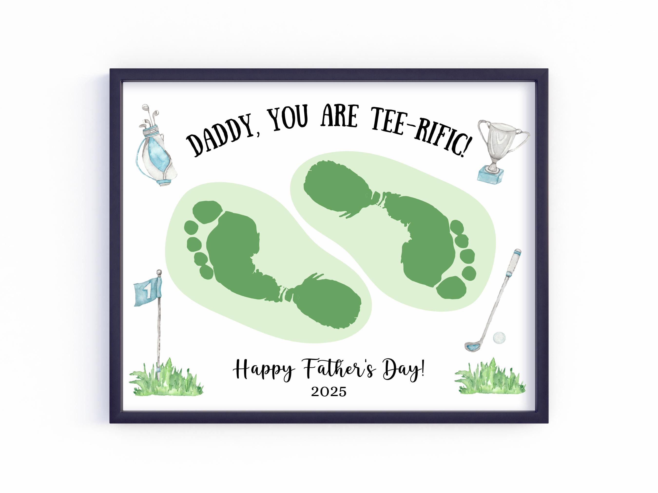 Father's Day Golf Handprint Footprint Art, Printable Craft, Father's ...