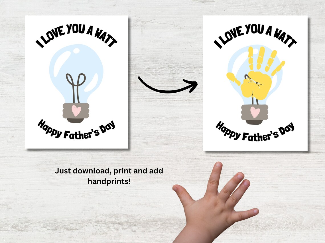 Father's Day Handprint Art, I Love You A Watt, Printable Handprint ...