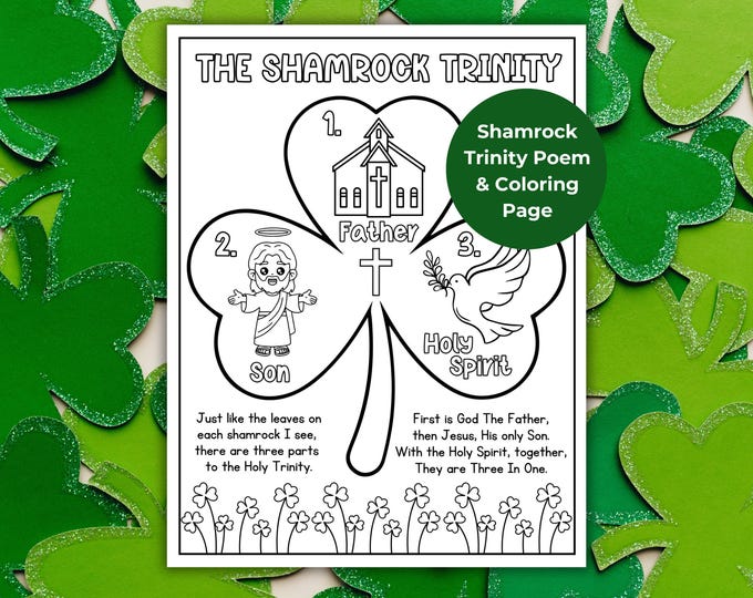 St. Patrick's Day Holy Trinity Coloring Page, Printable Shamrock ...