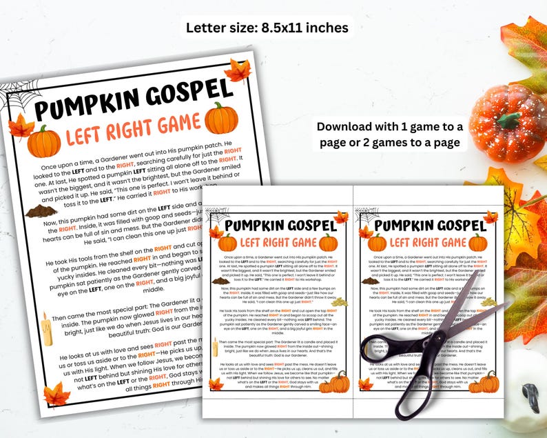 Pumpkin Gospel Game, Christian Halloween Left Right Game, Fall Bible ...