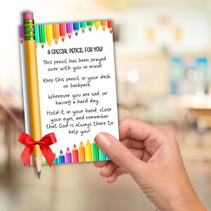 Pencil Blessing Back to School, Pencil Gift Tag, Pencil Prayer Card ...