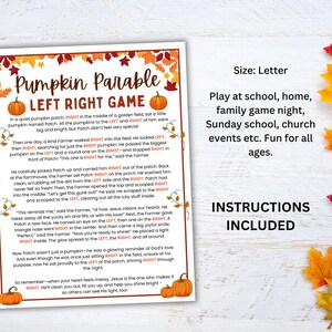 Pumpkin Parable Left Right Game, Pumpkin Gospel Story, Fall Game ...