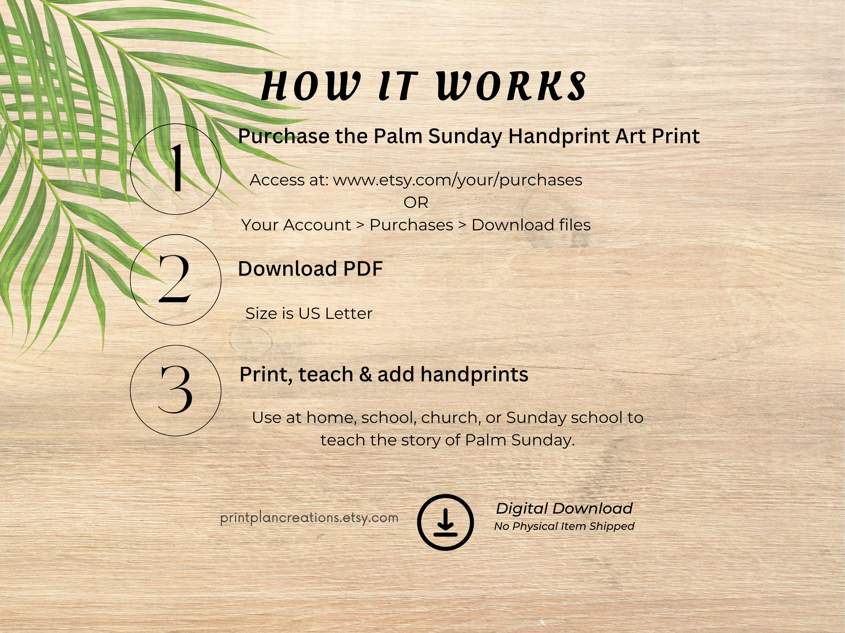 Palm Sunday Handprint Art Craft, Printable Palm Sunday Craft, Easter ...
