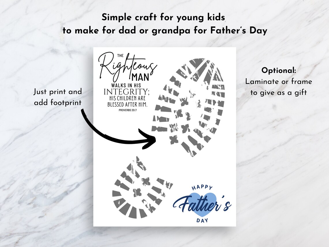 Father's Day Bible Craft, Handprint Footprint Art, Bible Verse Proverbs ...