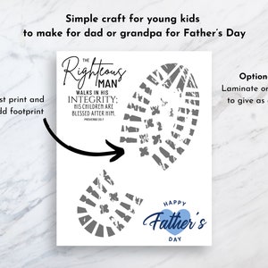 Father's Day Bible Craft, Handprint Footprint Art, Bible Verse Proverbs ...