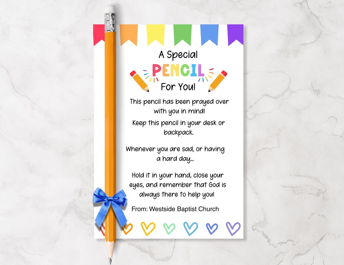 Pencil Blessing Back to School, Editable Name, Pencil Gift Tag ...
