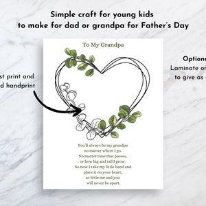Grandpa Father's Day Handprint Art Craft, Handprint Poem, Printable ...