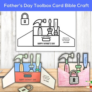 Father's Day Bible Craft, Printable Toolbox Coloring Card, Christian ...