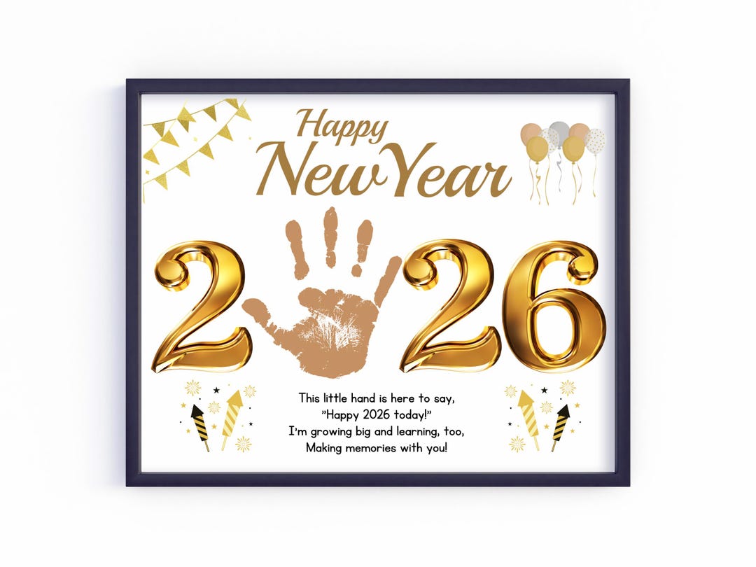 New Year 2026 Handprint Art, Kids Toddlers Handprint Craft, Handprint ...