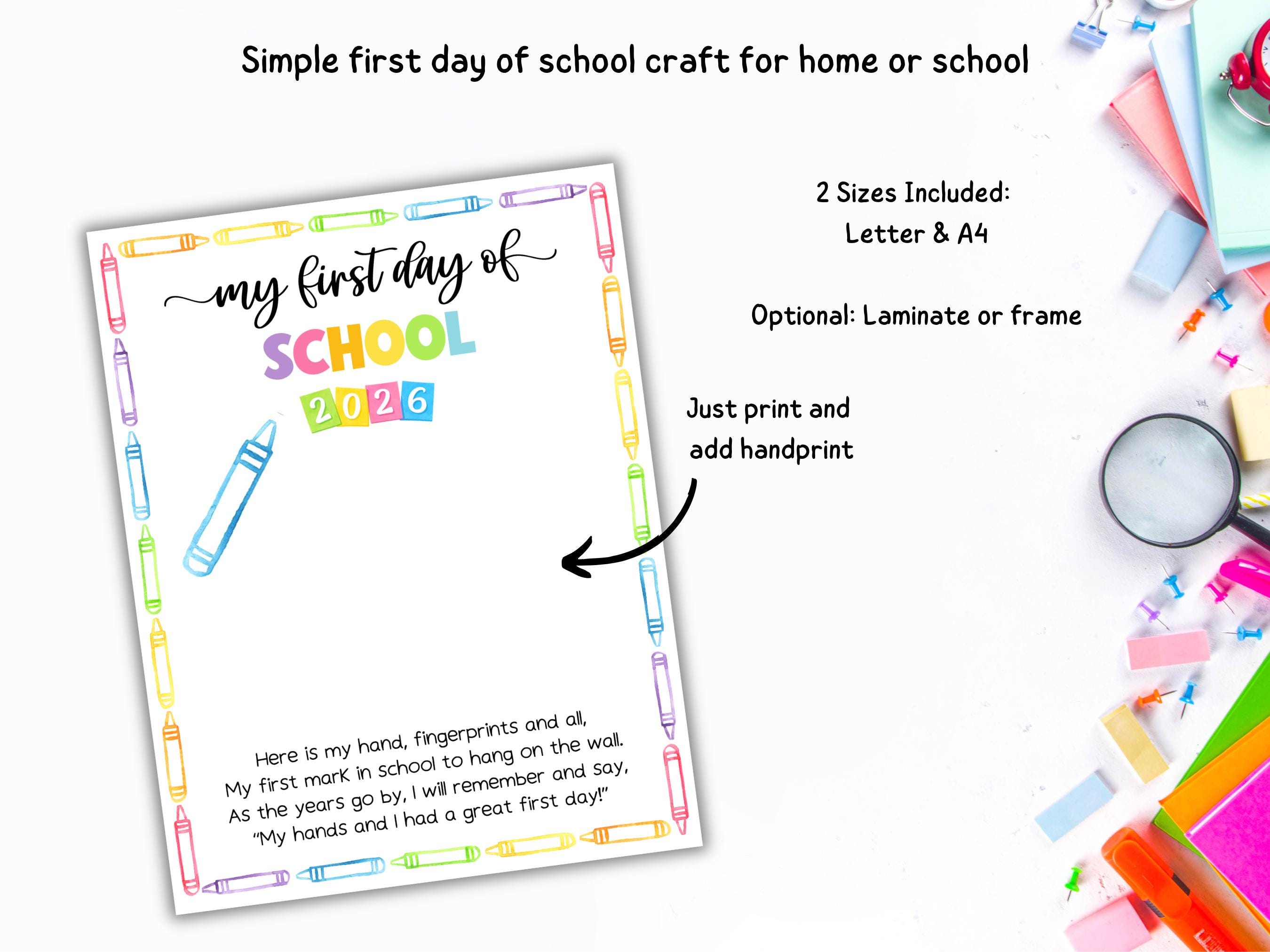 First Day of School Handprint Art, Back to School Handprint Craft Poem ...