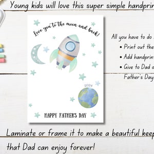 Printable Father's Day Rocket Handprint Art Craft, Toddler Baby ...