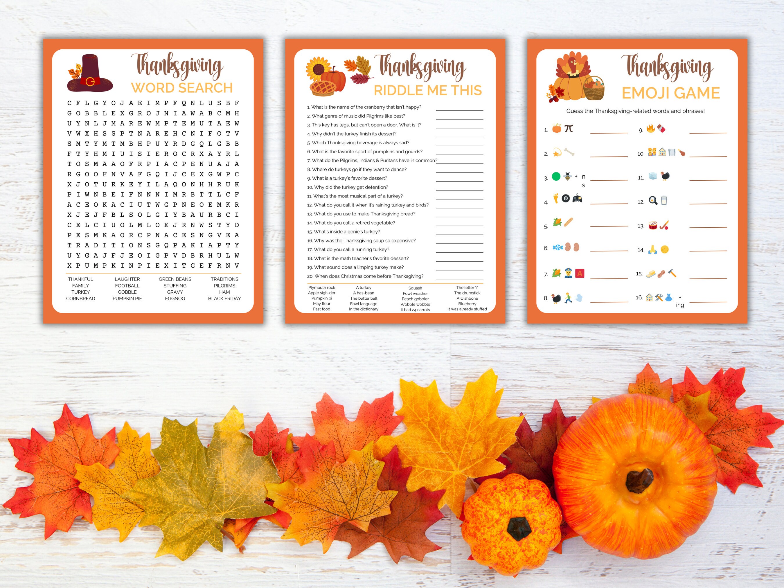 Printable Thanksgiving Games Bundle, for Kids, for Adults, Thanksgiving ...