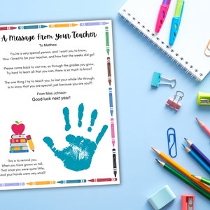 End of School Year Poem Gift From Teacher to Student, Handprint Art ...