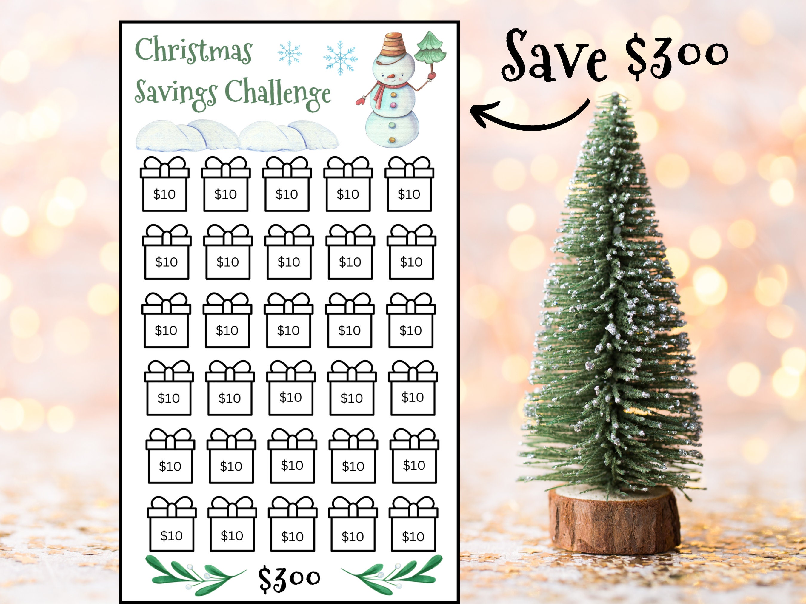 A6 Christmas Savings Challenge Printable, 3.5 X 6 Inch Savings Cards ...