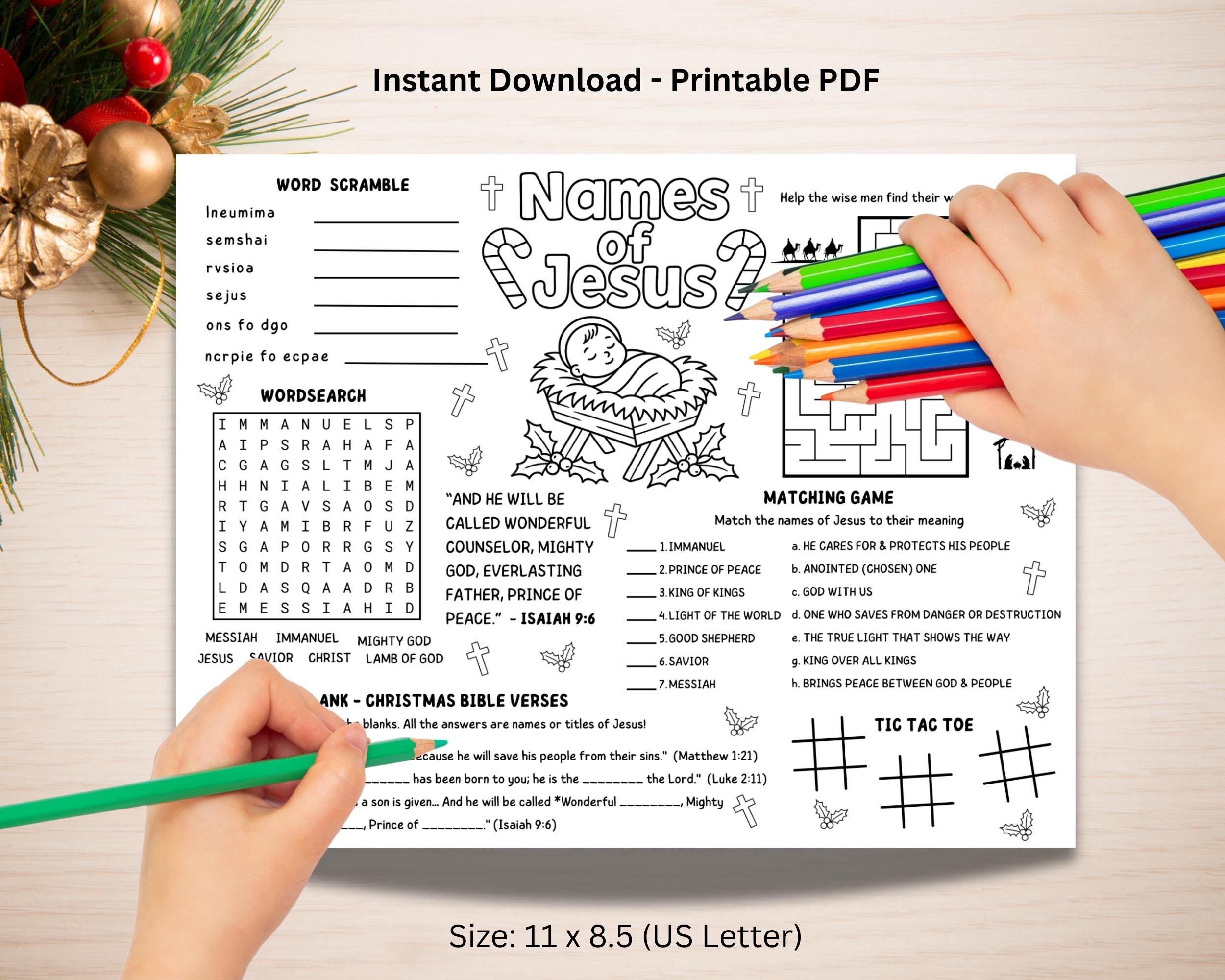 Names of Jesus Activity Placemat, Coloring Page Activity for Kids ...