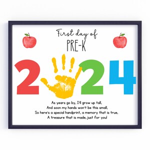First Day of Preschool Pre-k Handprint Art, Kindergarten Preschool ...