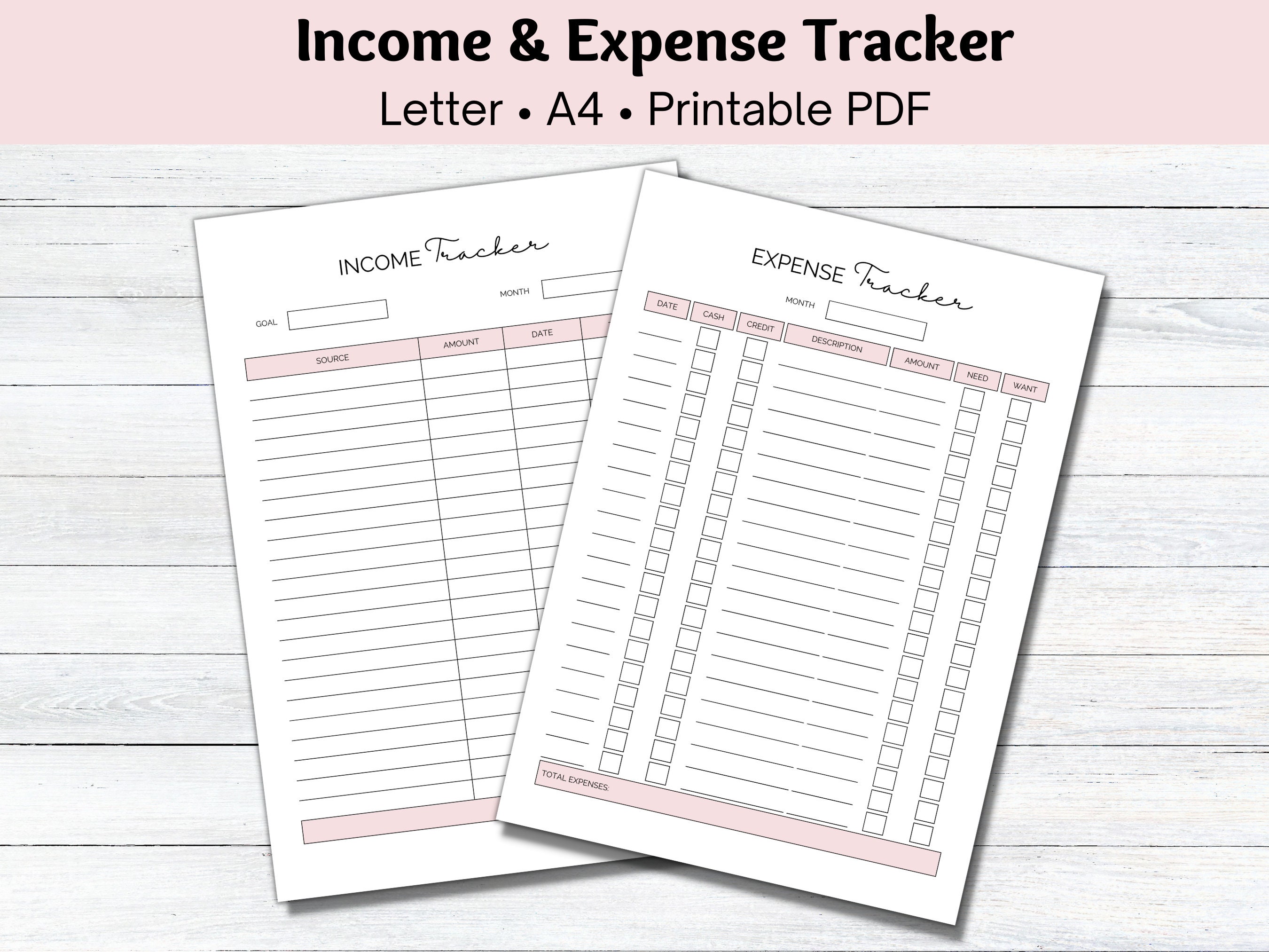 Income Tracker Printable Expense Tracker Printable Track - Etsy