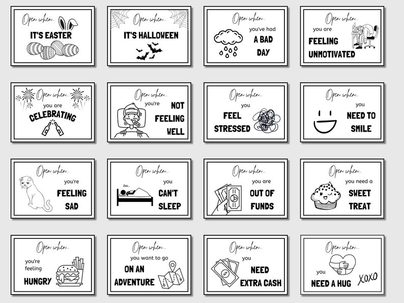 Open When Envelopes for College Students, Printable, Open When ...