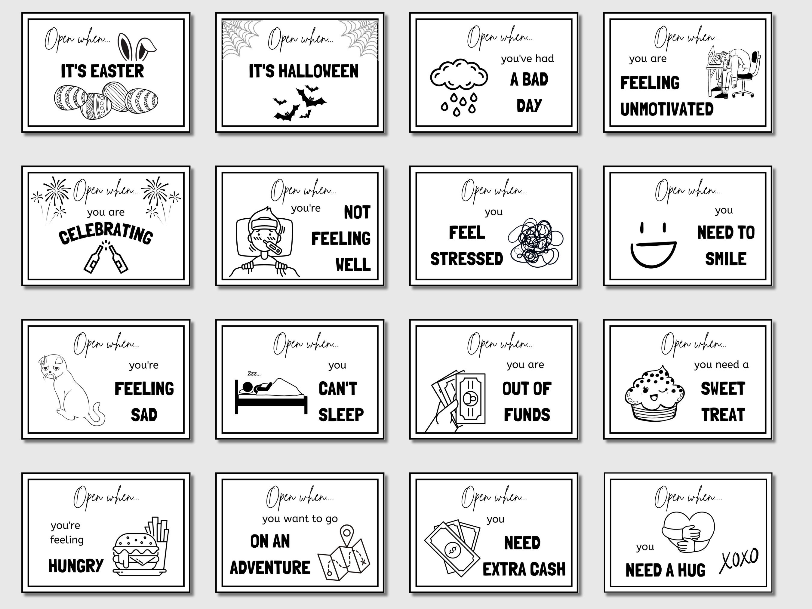 Open When Envelopes for College Students, Printable, Open When ...