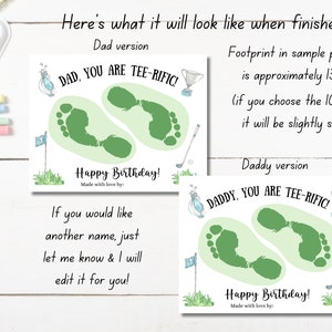Golf Handprint Footprint Art, Birthday Printable Craft, Dad Golf ...