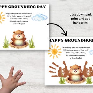 Groundhog Day Handprint Art, Kids Toddlers Preschool Daycare Handprint ...