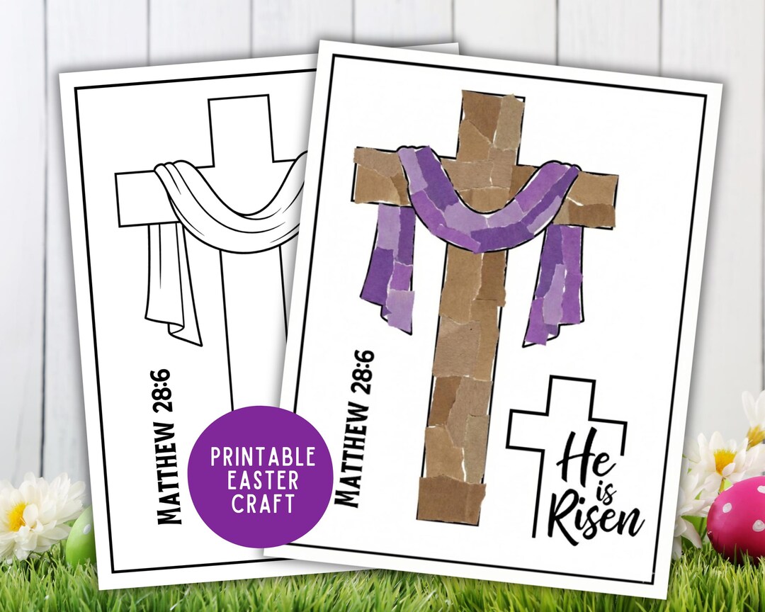 He is Risen Torn Paper Craft Printable, Kids Easter Sunday Activity ...