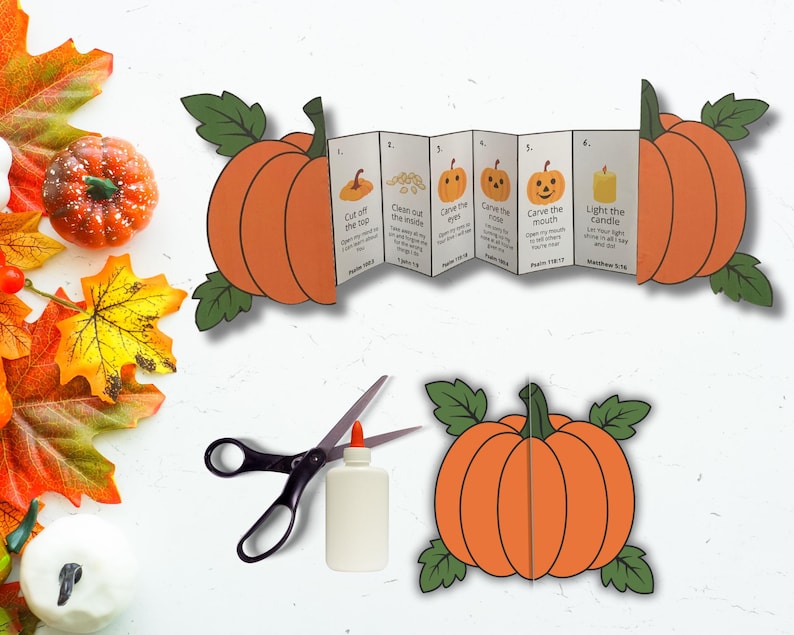 Pumpkin Prayer Folding Surprise Paper Craft, Fall Bible Craft Printable ...