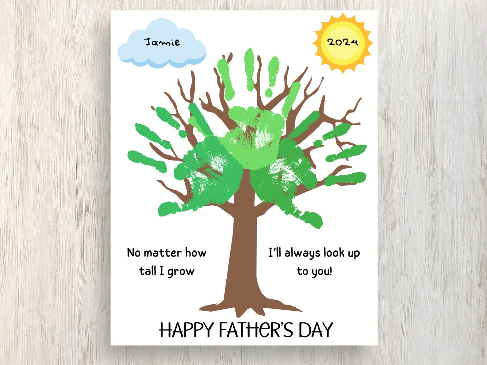 Father's Day Tree Handprint Art, No Matter How Tall I Grow, Printable ...