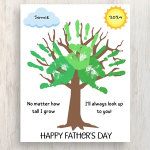 Father's Day Tree Handprint Art, No Matter How Tall I Grow, Printable ...