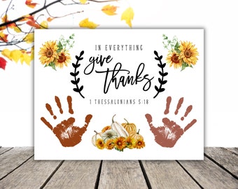 Thanksgiving Handprint Art in All Things Give Thanks Bible Verse ...