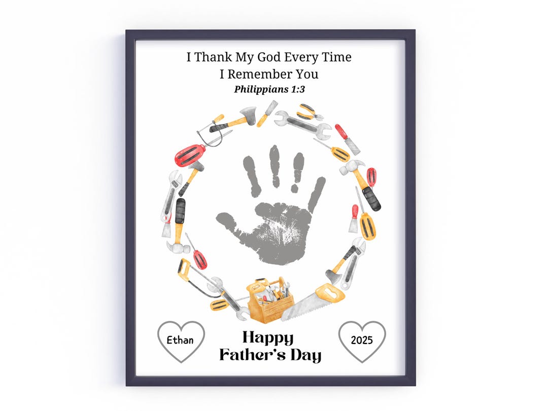 Father's Day Bible Craft, Printable Dad Handprint Art, Christian Sunday ...