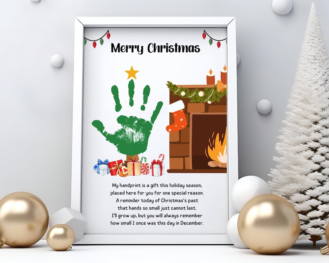 Christmas Tree Handprint Art, Kids Toddlers Handprint Craft, Handprint ...