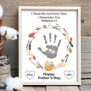 Father's Day Bible Craft, Printable Dad Handprint Art, Christian Sunday ...