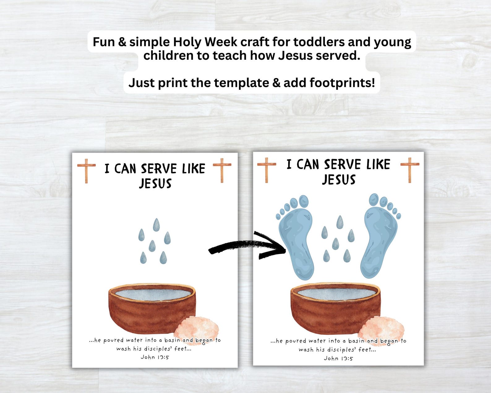 Jesus Washes His Disciples Feet Footprint Craft, Holy Week Art Craft ...