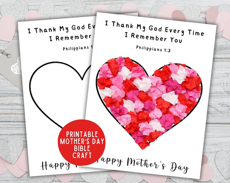Mother's Day Bible Craft, Mothers Day Heart Tissue Paper Craft ...