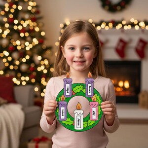 Advent Wreath Paper Craft, Advent Bible Craft, Christmas Coloring Craft ...