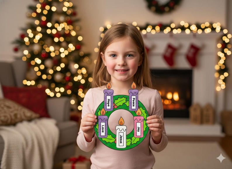 Advent Wreath Paper Craft, Advent Bible Craft, Christmas Coloring Craft ...