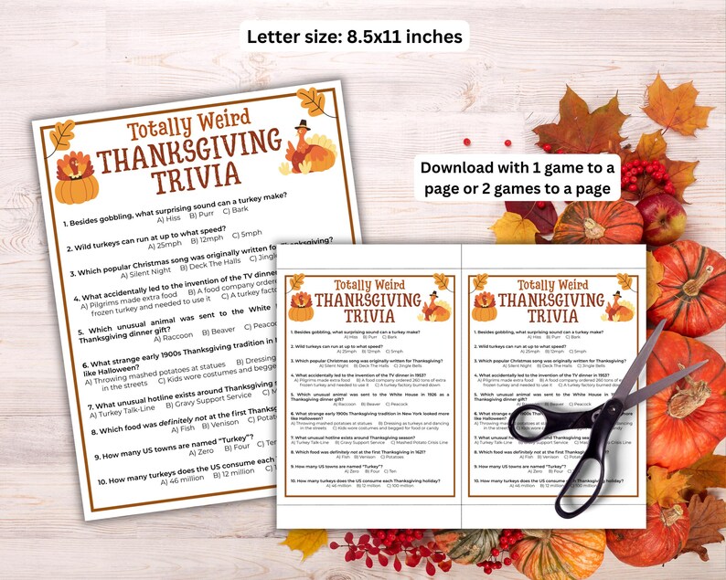Weird Thanksgiving Trivia Game, Printable Funny Family Quiz, Fun ...