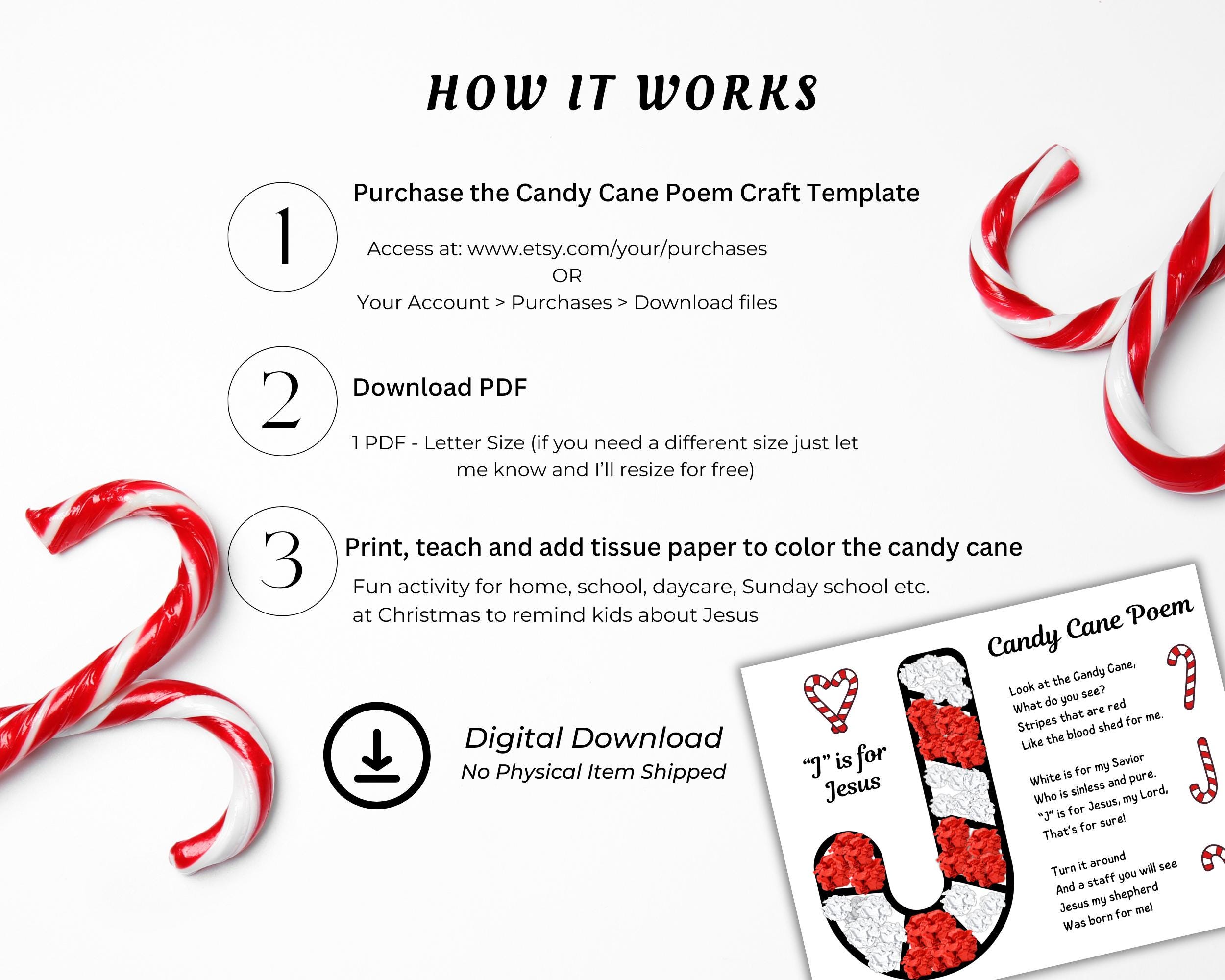 Candy Cane Tissue Paper Art, Christmas Torn Paper Craft for Kids ...