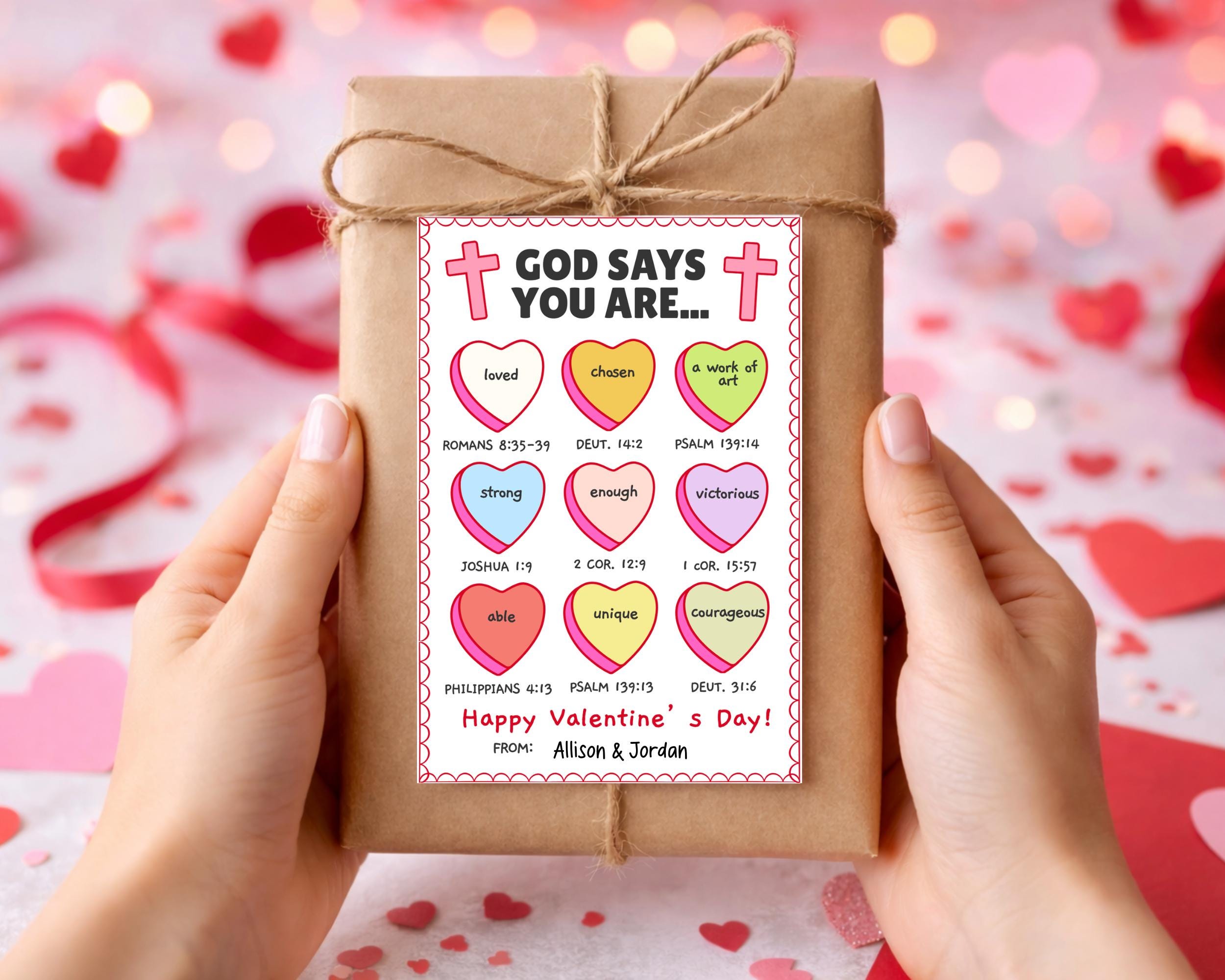 Bible Verse Valentine Cards, Printable God Says You Are Scripture ...