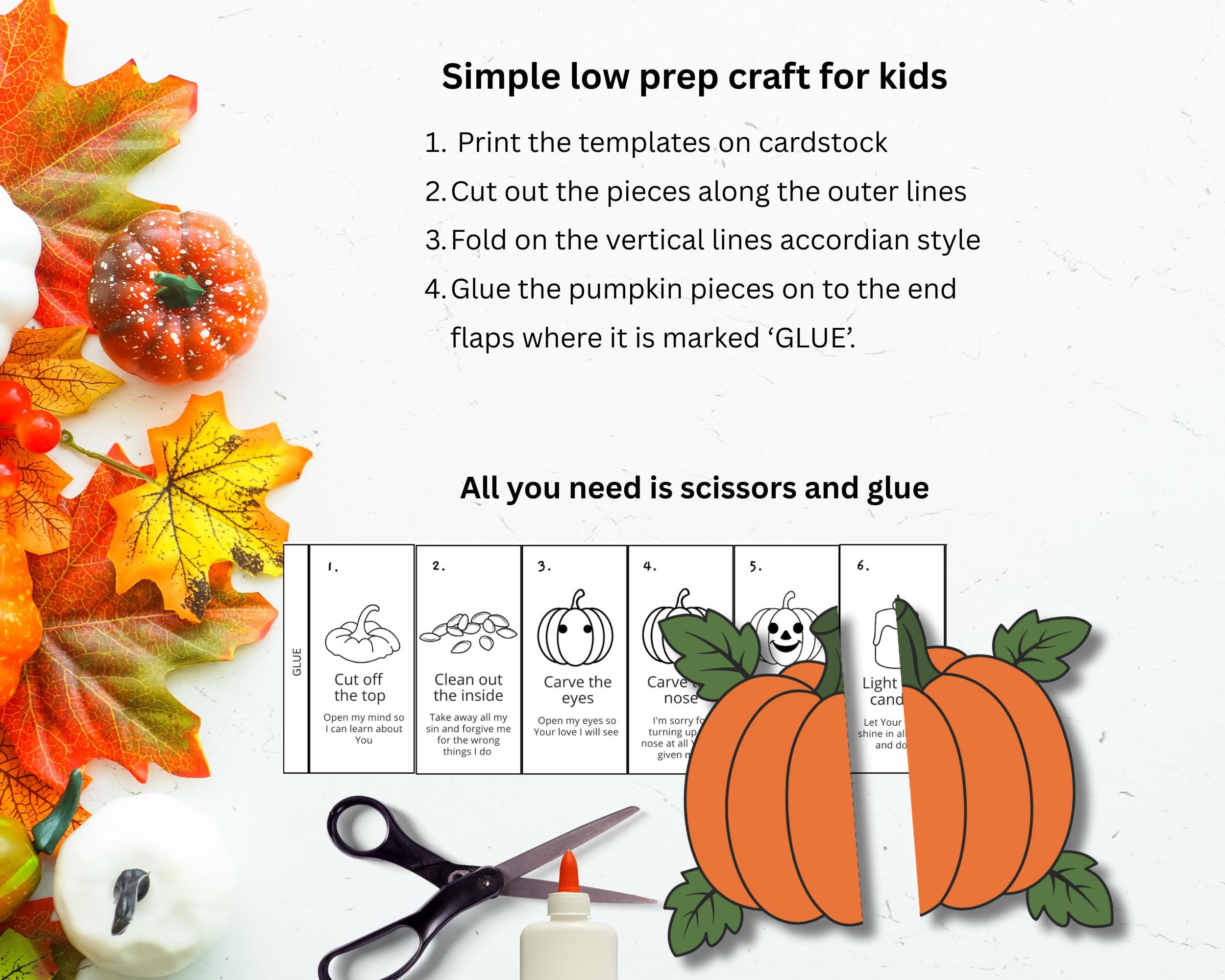 Pumpkin Prayer Folding Surprise Paper Craft, Fall Bible Craft Printable ...